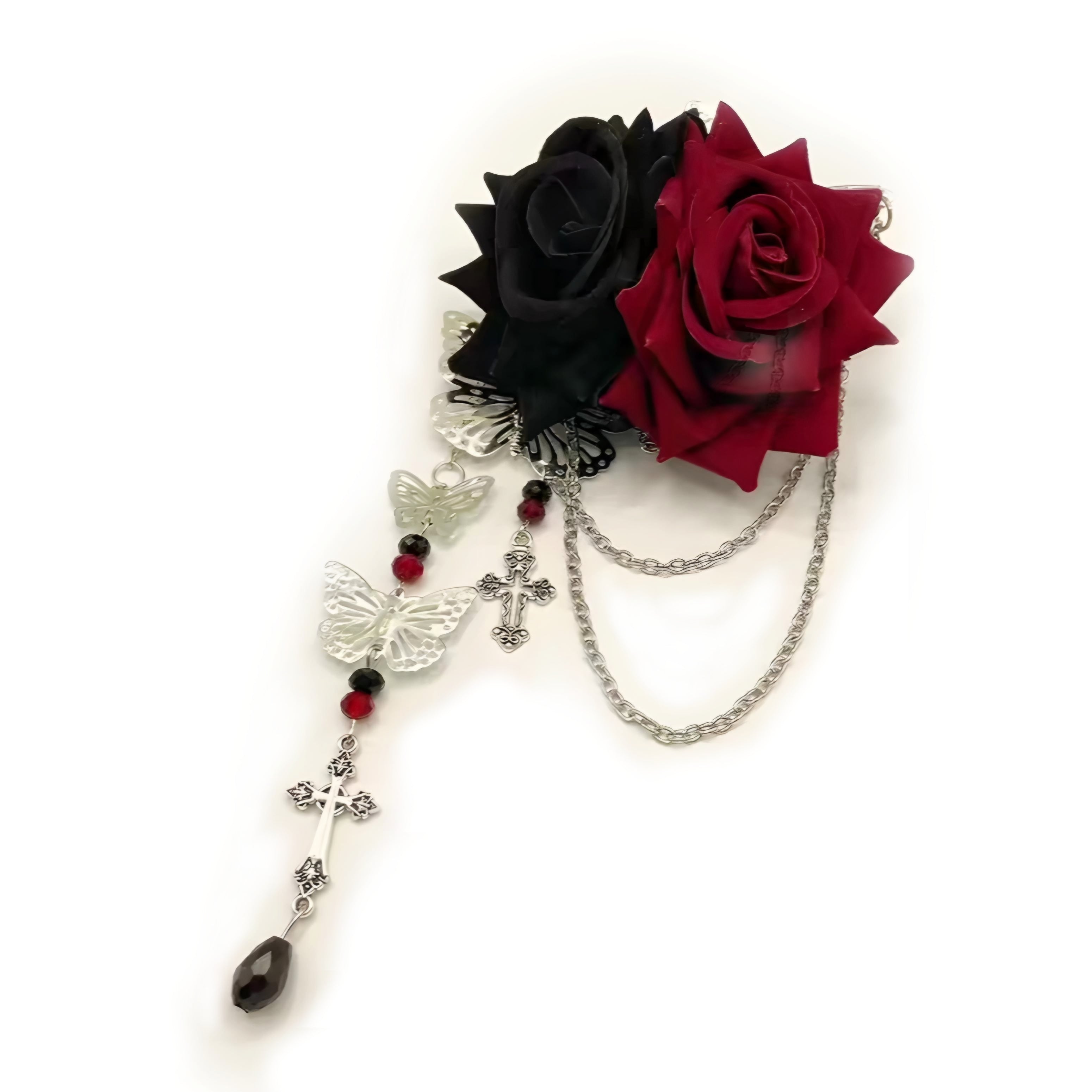 Gothic Lolita Rose & Butterfly Brooch – Demon Festival